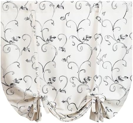 Amazon.com: VOGOL Linen Tie Up Curtains with Vines Embroidery ...