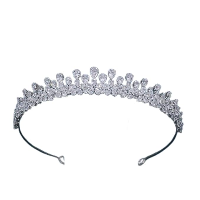 Amazon.com: FASNAHOK Floral Silver Wedding Tiaras for Bride Cubic ...
