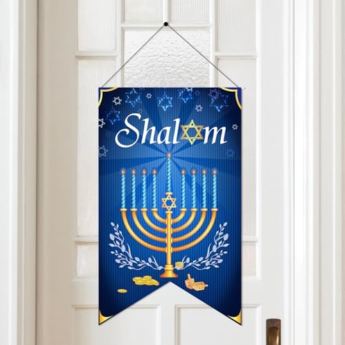 Amazon.com: Happy Hanukkah Door Banner Shalom Decorations Hanukkah ...