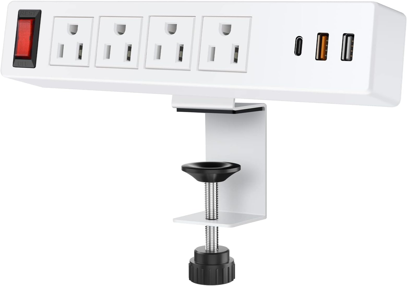 Amazon.com: White Desk Edge Power Strip with USB Port Removable Clamp ...