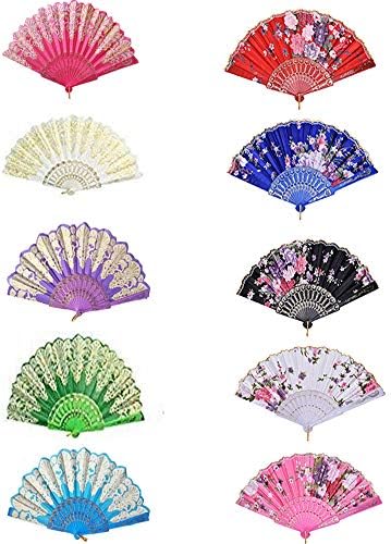 Amazon.com: Rbenxia Elegant Rose Lace Floral Folding Hand Fans 9 Inch ...