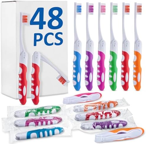Amazon.com : Yiyiring 48 Pack Travel Toothbrush Set Folding Portable ...