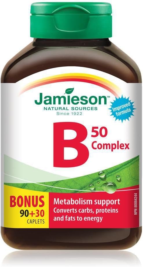 Jamieson Vitamin B50 Complex, Blend of 8 Essential B Vitamins, with ...