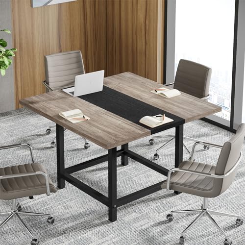 Tribesigns Small Conference Room Table for 4 People, Rustic Square 39 ...