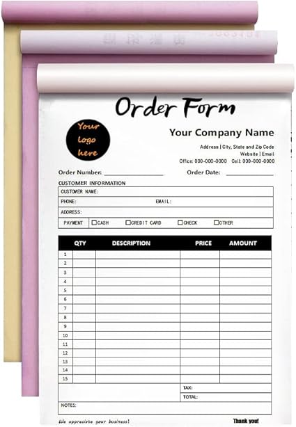 Amazon.com : Custom order form Custom 2 Part/3 Part order form, Custom ...