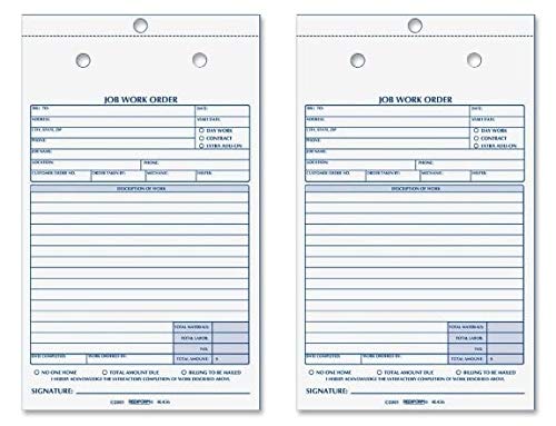 REDIFORM Job Work Order Book, 5 1/2 x 9 1/8, Two Part, 50/Book (Тwo ...