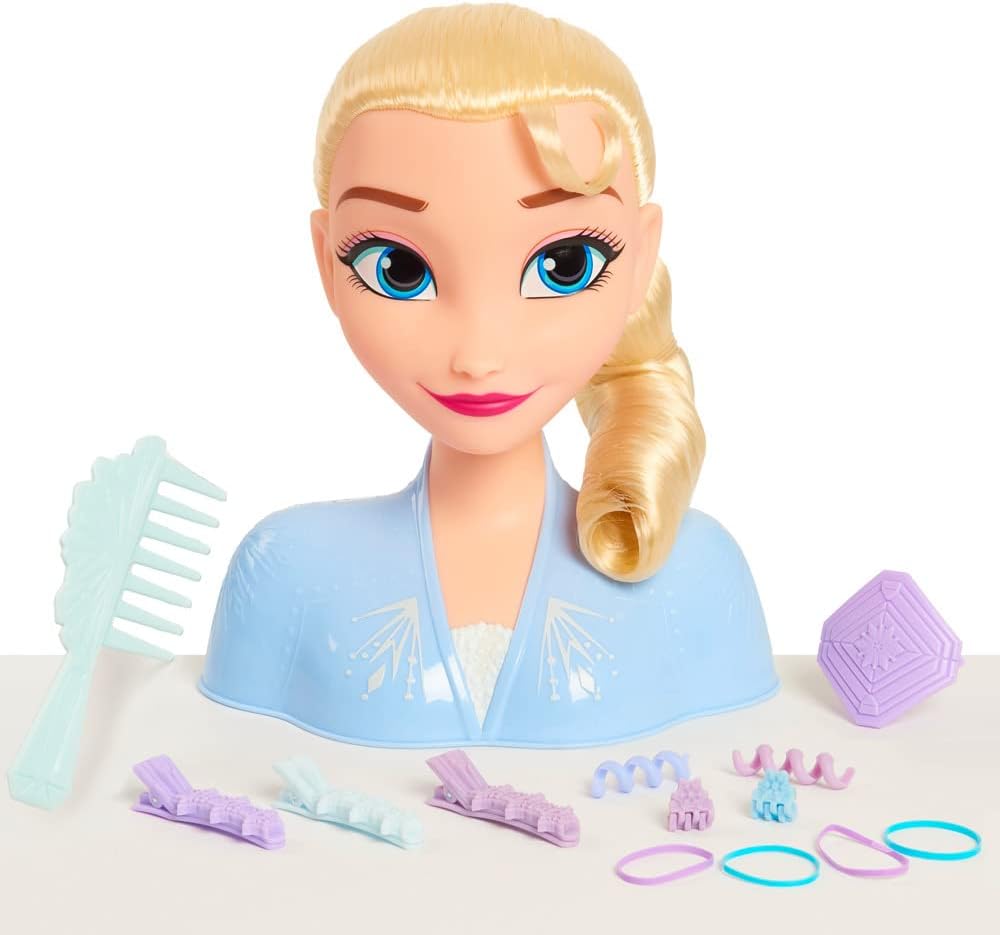 Amazon.com: Disney 2 Elsa Styling Head, 18-Pieces Include Wear and ...
