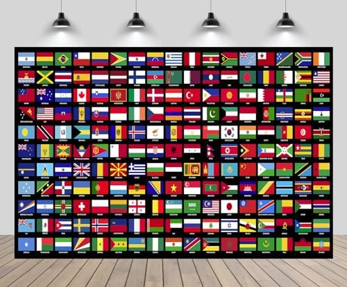 Amazon.com : CHNYWORK 6ftx4ft World National Flags Backdrop ...