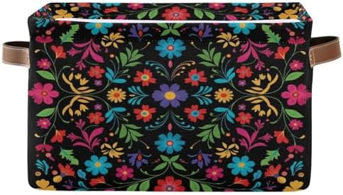 Amazon.com: Maunzc Mexican Flower Pattern Storage Bins Collapsible ...