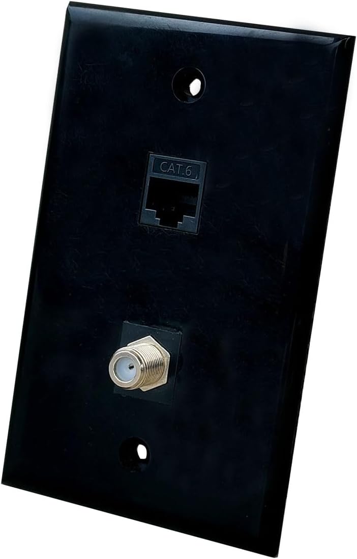 Amazon.com: BUPLDET Ethernet Coax Wall Plate Grossy Black - Cat 6 RJ45 ...