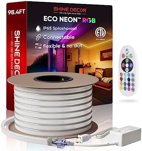 Amazon.com: Shine Decor LED RGB Neon Rope Lights AC 120V, Expandable ...