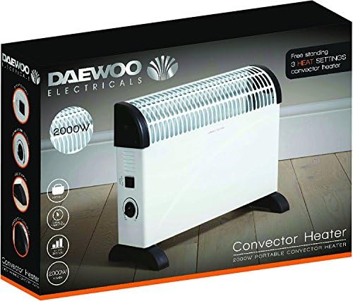 Daewoo Free Standing Bedroom/Kitchen 2000W Convector Heater with 3 Heat ...