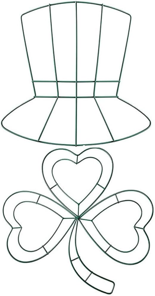 Amazon.com: SOHAIL Shamrock Shaped Wire Wreath Frame 2PCS Green Irish ...