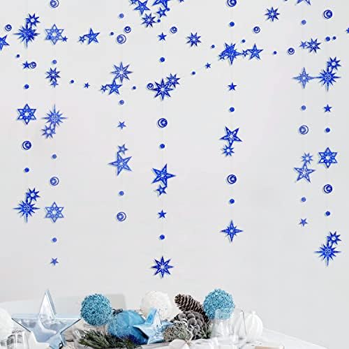 Amazon.com: Decor365 Reflective Blue Star Garlands Streamer/Bunting ...