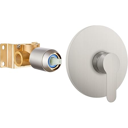 Kelmuel Brushed Nickel Single-Function Round Bathroom Shower Mixing ...