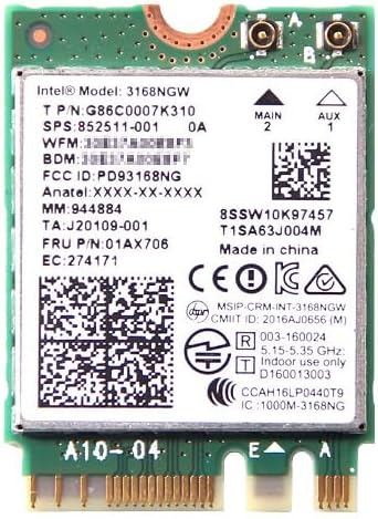 Amazon | インテル Dual Band Wireless-AC 3168 5GHz/2.4GHz 433Mbps 802.11ac ...