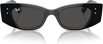 Amazon.com: Ray-Ban RB4427 Kat Rectangular Sunglasses, Black/Dark Grey ...