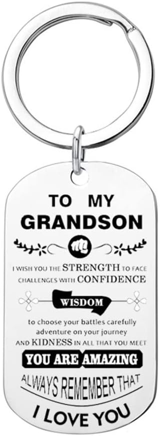 Amazon.com: Inspirational Keychain Gifts for Grandson Birthday Gift ...