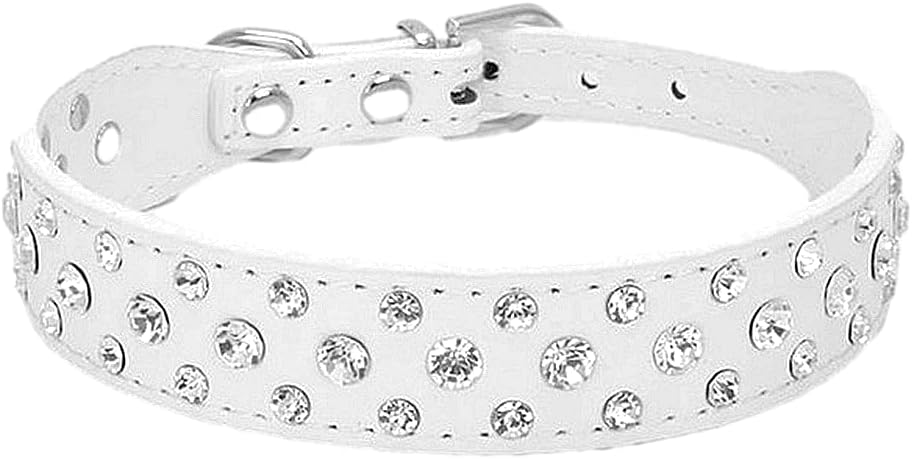 Amazon.com : Bbmmayy Rhinestone Dog Collar, Bling Rhinestone PU Leather ...