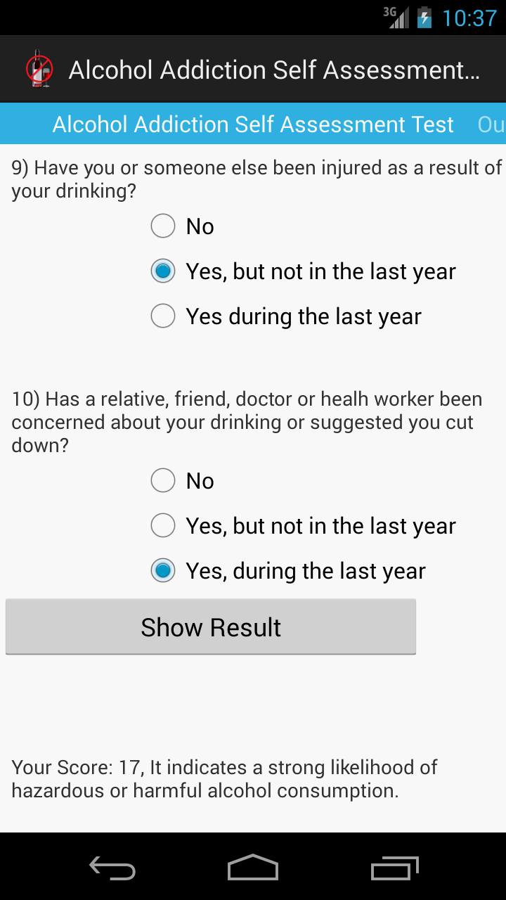 Alcohol Addiction Self Assessment Test - App on Amazon Appstore