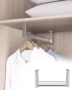 Amazon.co.jp: Tension Rod Top Mount Wardrobe Bar for Hanging Clothes ...