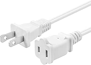 Amazon.com: 2 Foot Extension Cord, 2 Prong Short Extension Cord – 18 ...