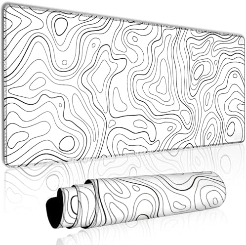 Donboly Gaming Mouse Pad Minimalist Topographic Map Desk Mat Mouse Pad ...