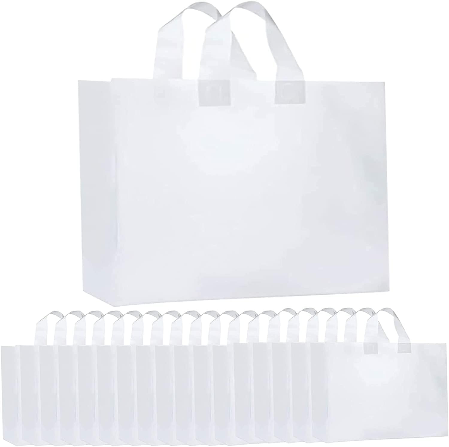 Amazon.com: Haploon Clear Frosted Bags 100 Pcs Plastic Bag with Handles ...