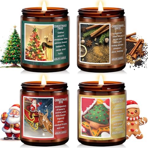 Christmas Candle Set | 4Pack Christmas Scented Candle Holiday Candle ...