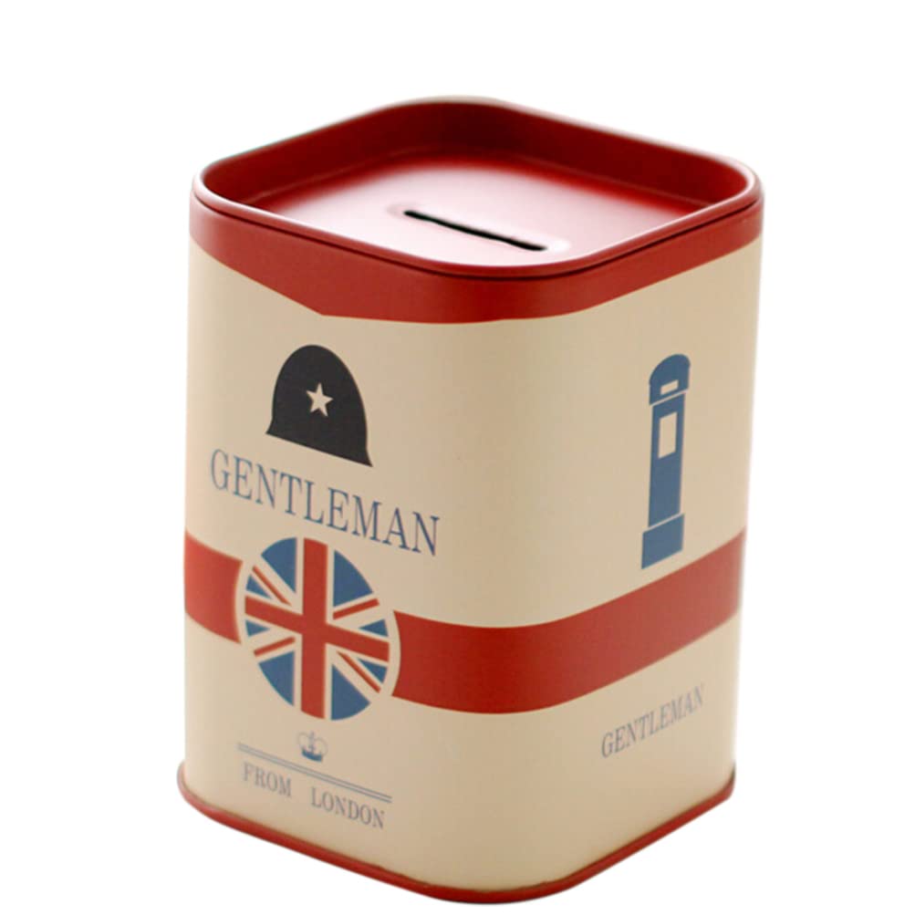 Amazon.com : Tinplate Cartoon Piggy Bank Square Money Box Metal Kids ...