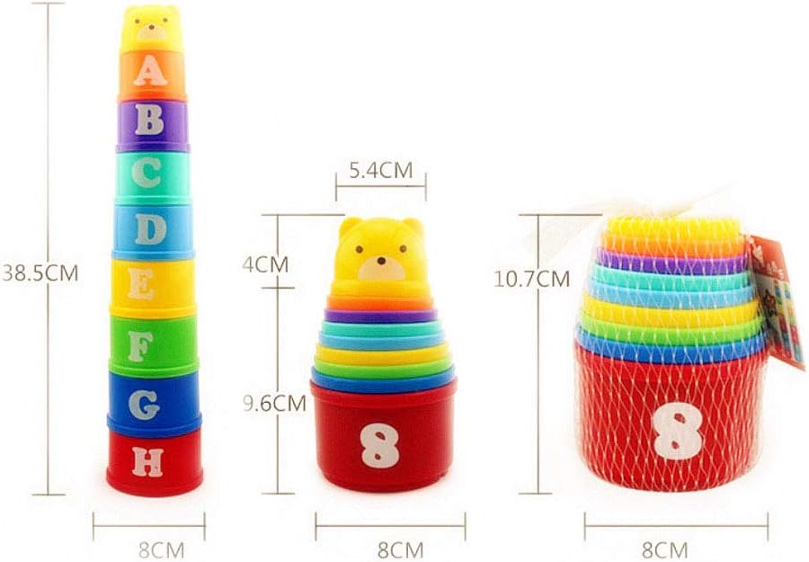 BAOZHONGDA Stacking Cups 9 pieces with letters and numbers, Sound ...