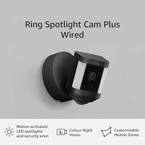 Ring Spotlight Cam Plus Wired by Amazon | 1080p HD Video, Two-Way Talk ...