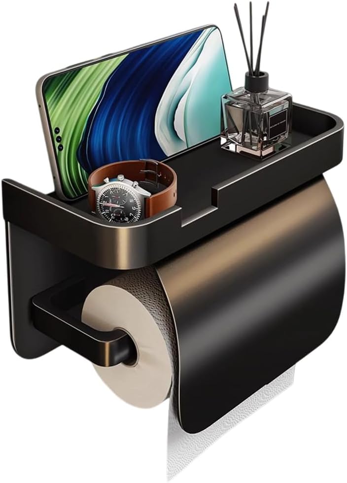Toilet Roll Holder, Black Toilet Roll Holder, Toilet Paper Holder, Self ...