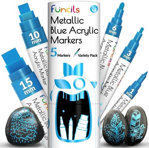 Amazon.com : 5 Metallic Acrylic Blue Paint Pen - Extra Fine Tip, Thin ...