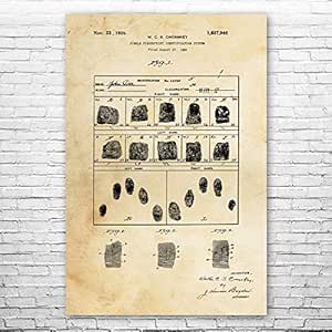 Patent Earth Fingerprint Card Poster Print, Detective Gift, DMV Decor ...