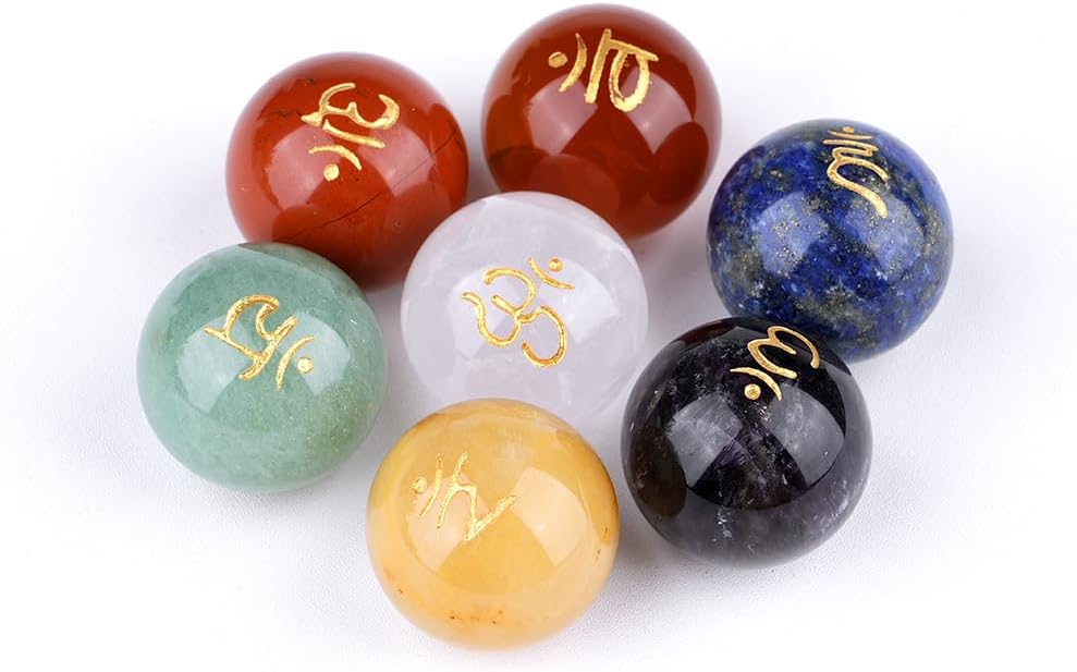 Amazon.com: TGS Gems 7pcs Chakra Sphere Crystal Stones Natural Reiki ...