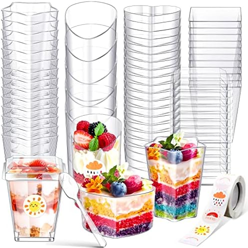 Amazon.com | 60 Pcs Clear Plastic Dessert Cups with Lids and Spoons Set ...