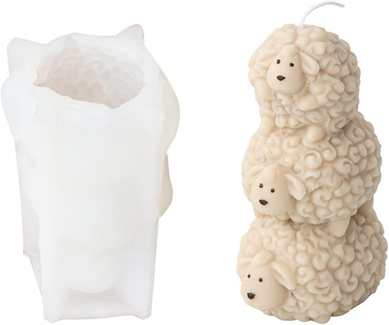 Amazon.com: Xidmold 3D Stacking Sheep Candle Mold, Sheep Silicone Mold ...