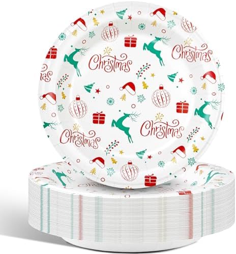 Amazon.com: JOYEUX 60pcs Christmas Paper Plates Holiday Dessert Plates ...