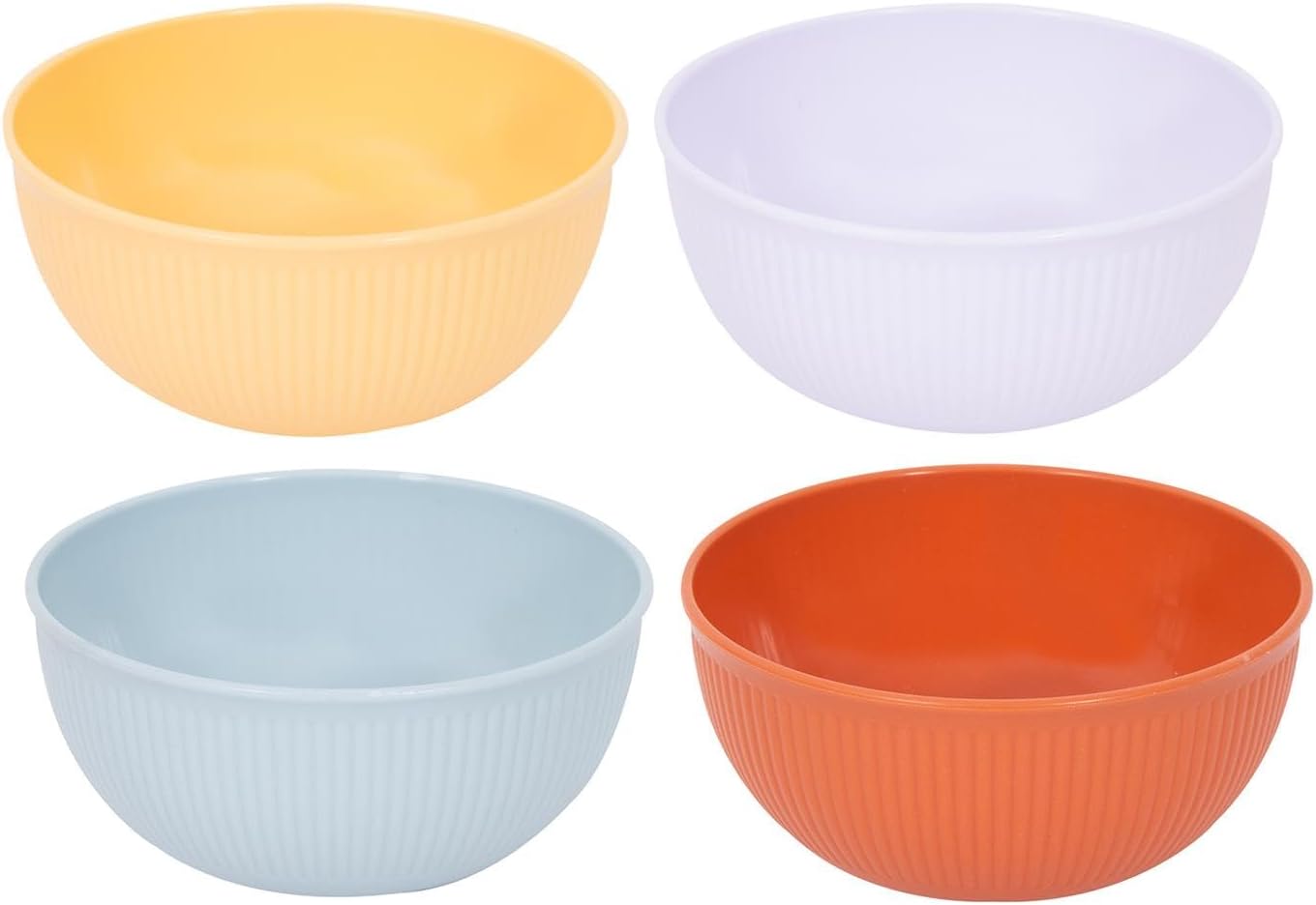 YöL Pack of 12 Ribbed Plastic Food Bowls Salad Snack Summer Party ...