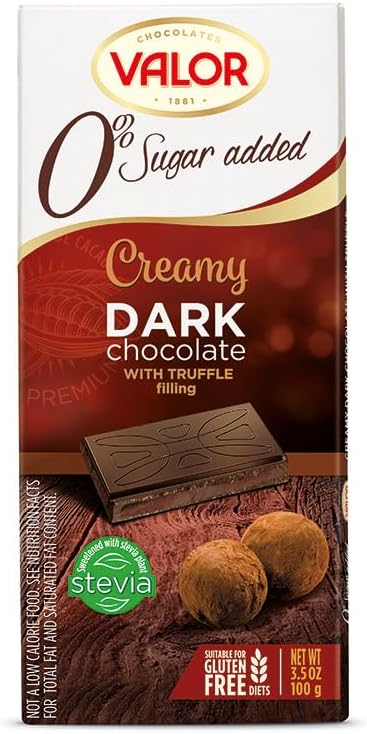 Amazon.com : Valor. Dark Chocolate with Truffle Mousse 0% sugar added ...