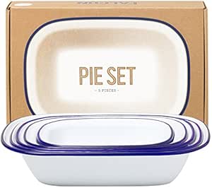 Falcon Enamelware Pie Set White and Blue Rim Iconic British Enamelware ...