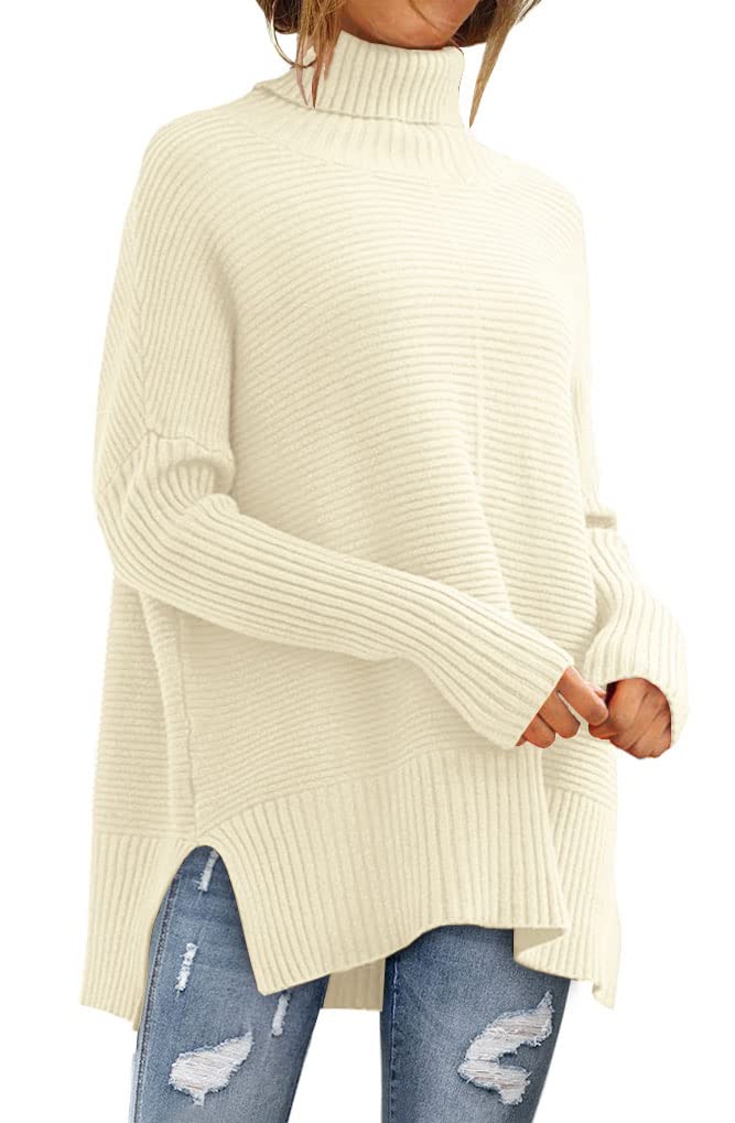 LILLUSORY Women's Oversized Turtleneck Sweaters Fall Batwing Sleeve ...