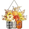 Amazon.com: Hello Fall Door Sign Fall Wooden Hanging Sign Pumpkin ...