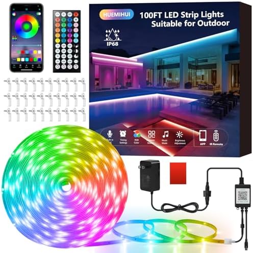 Amazon.com: 100FT Outdoor Led Strip Lights | Compatible with Alexa and ...