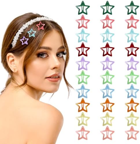 Amazon.com : Qianyu 30 Pcs Star Hair Clips for Girls Mini Non Slip Star ...