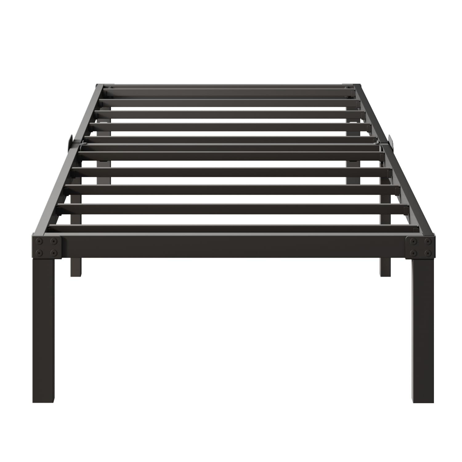 Twin Bed Frame 18 Inch Heavy Duty Black Metal Platform with Steel Slats ...