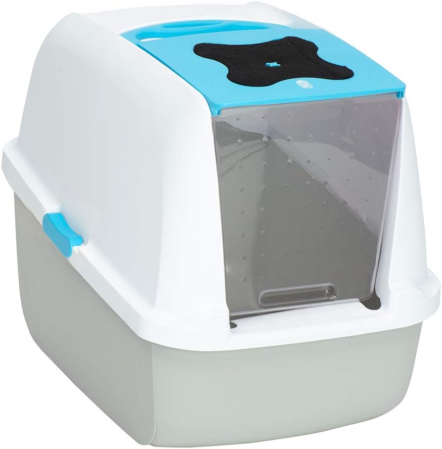 Amazon.com: Catit Large Hooded Cat Litter Box, Blue and White, 50701 ...