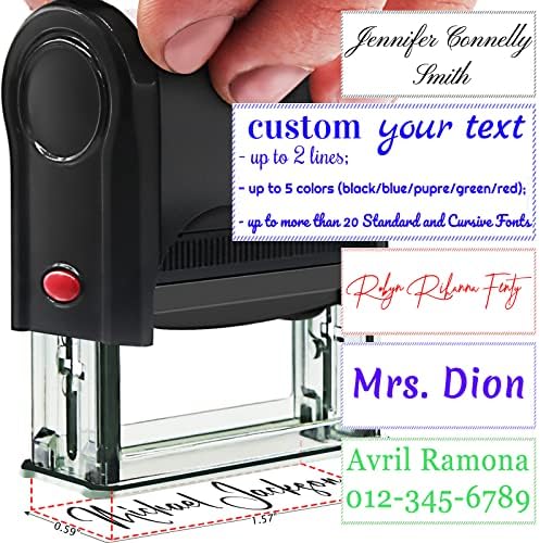 Personalized Stamp (38 x 14mm -3 Lines)- Custom Self Inking Rubber ...