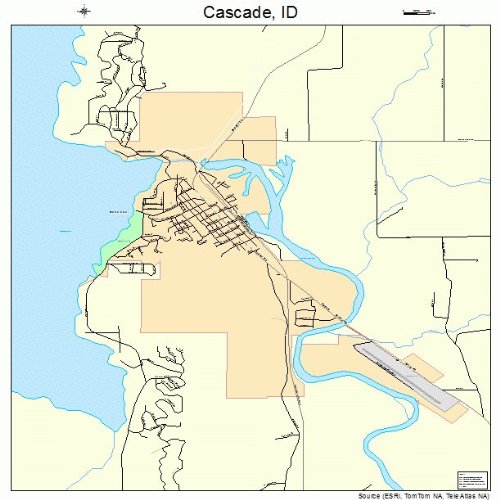 Large Street & Road Map of Cascade, Idaho ID - Printed poster size wall ...